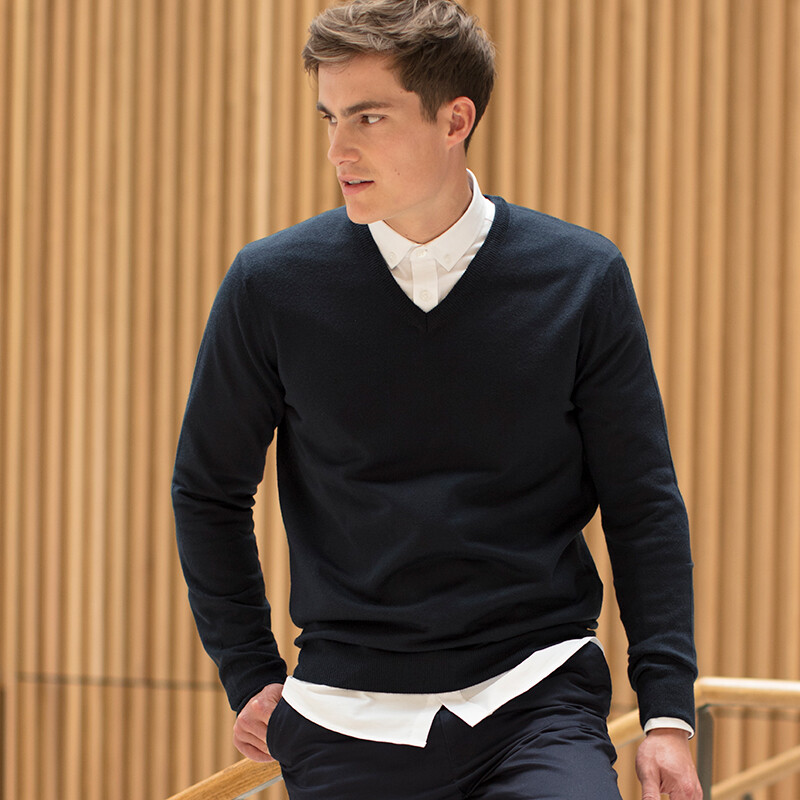 Henbury Cashmere Touch Acrylic V-Neck Jumper H760 - Men's Formal Office ...