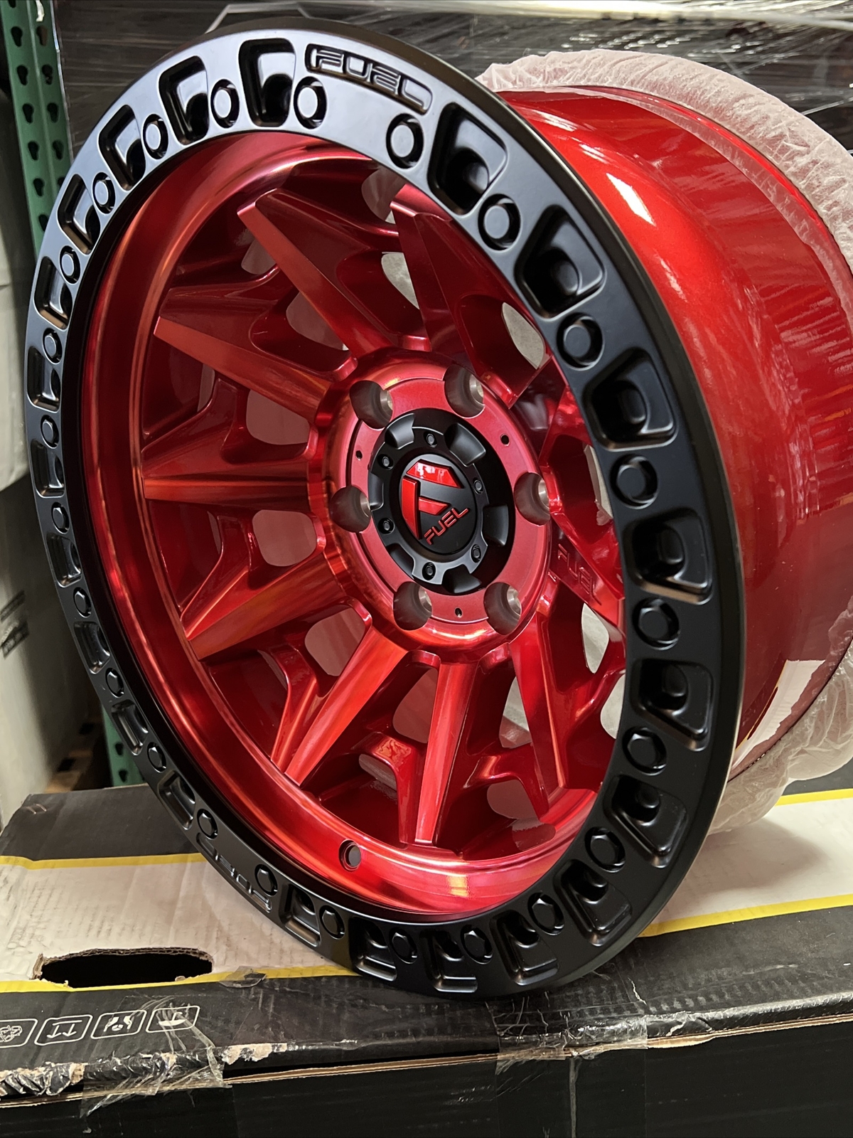 (4) 17X9 FUEL COVERT D695 CANDY RED WITH BLACK RING OFF-ROAD RIMS ...