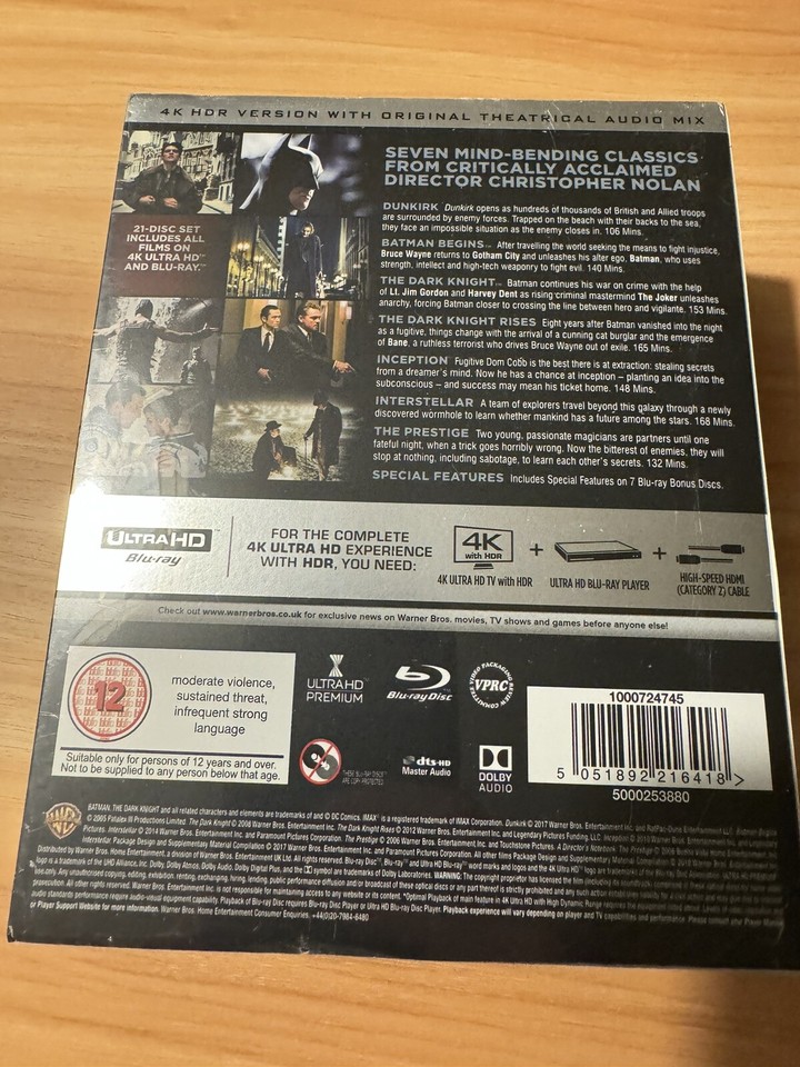 Christopher Nolan Collection [12] 4K UHD Box Set, UK Release, NEW ...