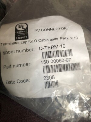 Terminator cap for Q cable ends, pack of 10, Enphase, 150-00064-03, Q ...