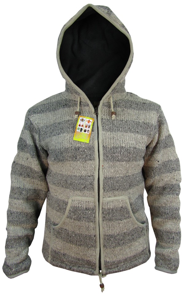 Striped Woolen Wool Nepalese Fleece Lined Hippie Knitted Festival ...