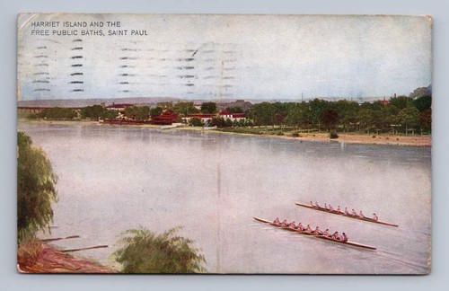 Crew Rowing Boats on Mississippi River ST. PAUL Minnesota Harriet ...
