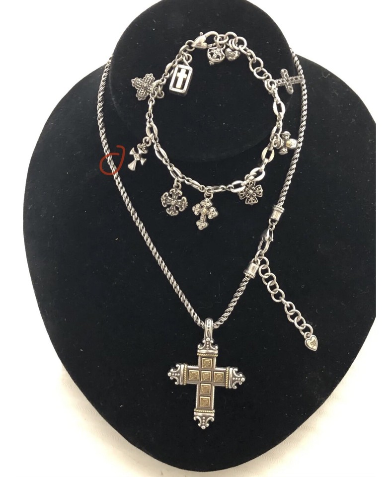 Brighton cross Reversible Rope Necklace & charm bracelet | eBay