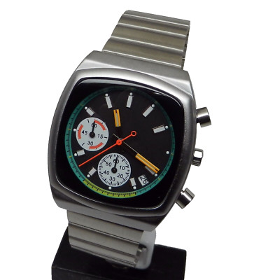 Men's Ciloa Classic Retro Industrial Brew Style Black Chronograph Dial ...