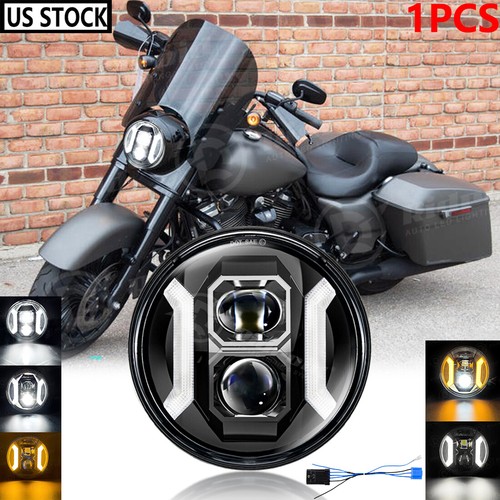 7" Inch LED Headlight Hi/Lo Beam Project For Harley Davidson Touring ...