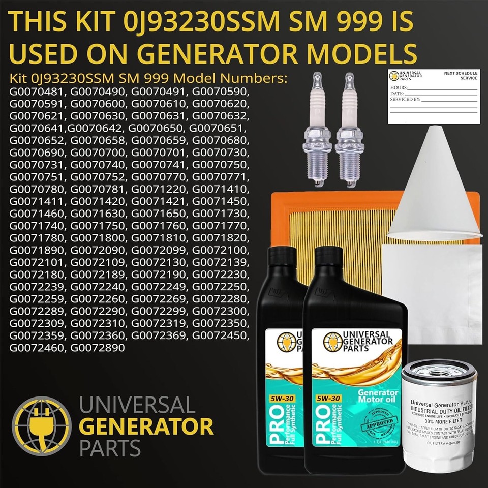 Universal Maintenance Kit for Generac 20Kw-22Kw Air Cooled Generator ...