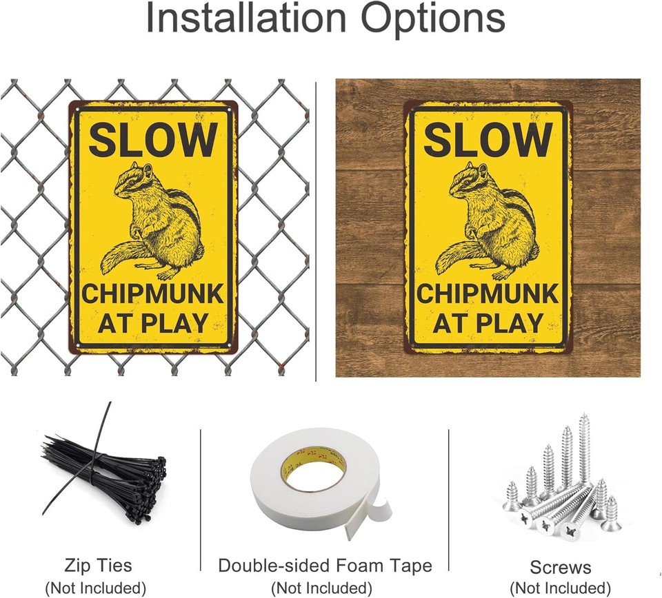 Slow Chipmunk at Play Aluminium Tin Metal Signs Home Décor, Chipmunk ...