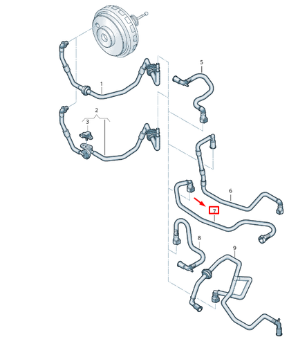 VW TOUAREG 7P MK2 Brake Servo Vacuum Pipe RHD 7P6611931AF NEW GENUINE ...
