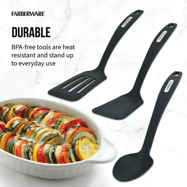 Farberware 3 Nylon Cooking Food Tools Slotted Turner Short Turner ...