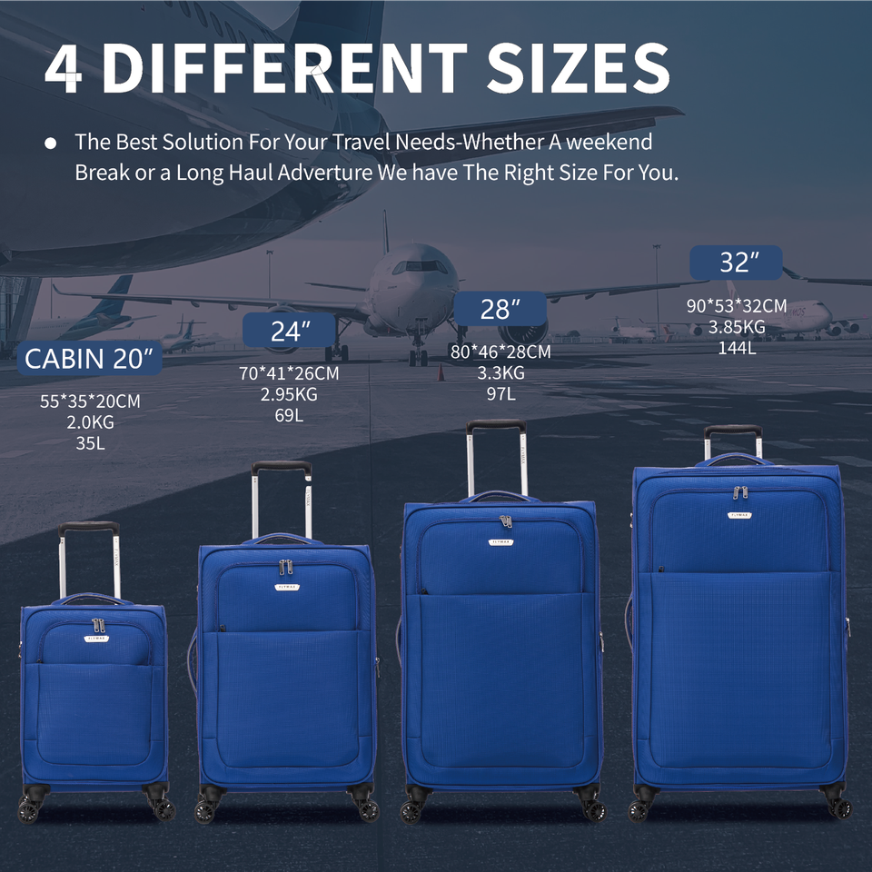 4 Wheel Suitcase Large XL Medium Cabin Expandable Lightweight Soft ...