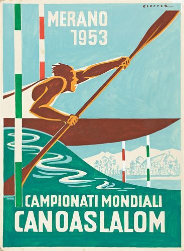 Vintage 1953 Merano Italy Kayaking Canoeing Competition Poster A3/A4 | eBay