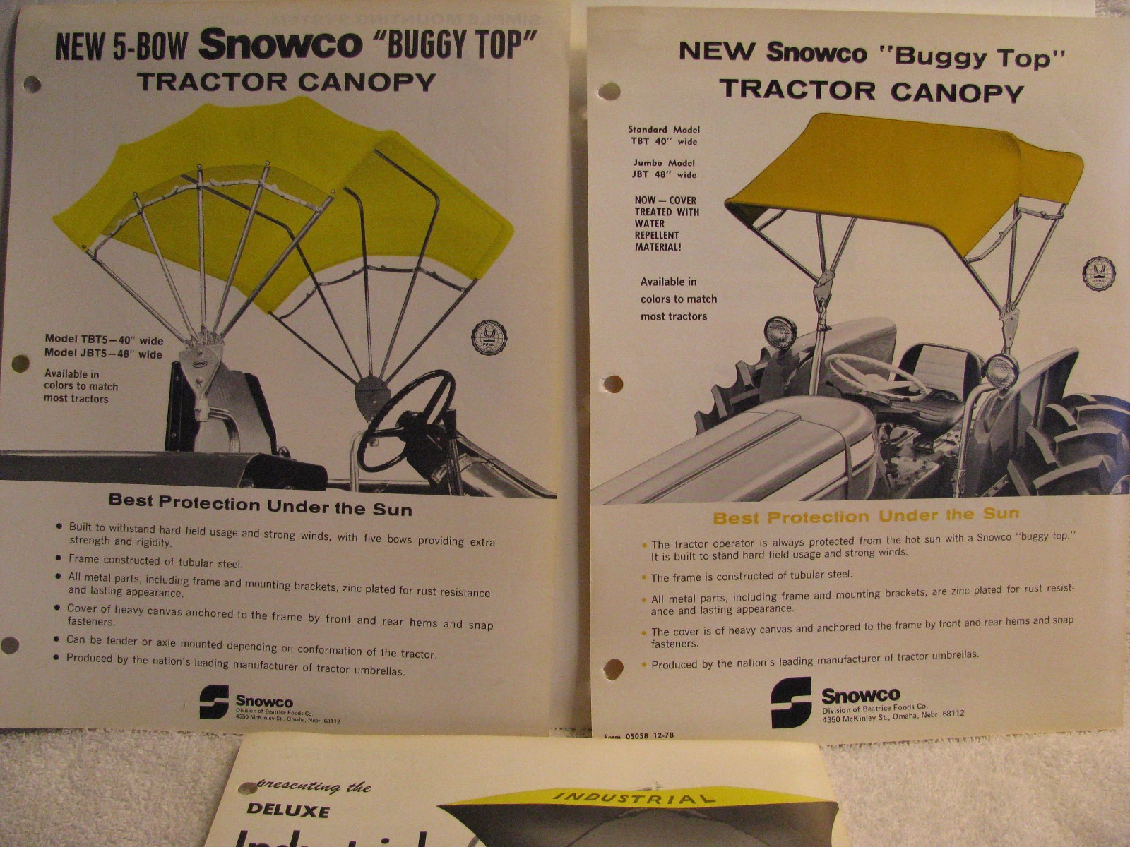 Three 1978-79 SnowCo BuggyTop/Umbrella/Canopy Brochures Deluxe ...