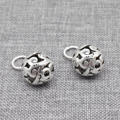 2pcs of 925 Sterling Silver Hollow Spiral Round Ball Charm for Necklace ...