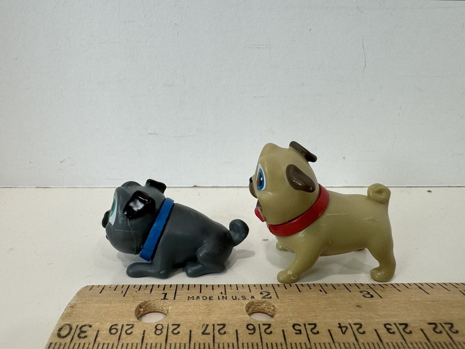 Lot of 2 Disney Puppy Dog Pals Pug Small PVC Figures 1.5" Rolly & 1 ...
