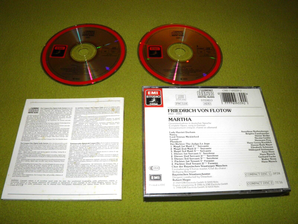 Flotow : Martha - Opera In Four Acts / Rothenberger / Gedda EMI 2xCD ...