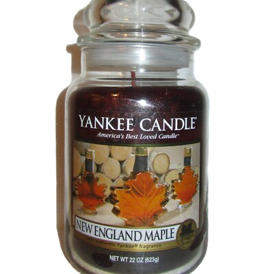 Yankee Candle "NEW ENGLAND MAPLE" Syrup ~Deerfield~ Large 22oz ~WHITE ...