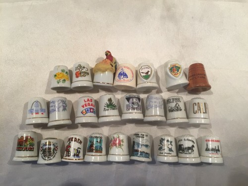 Vintage Collectible Thimbles Lot of 24 Porcelain Ceramic Souvenir ...