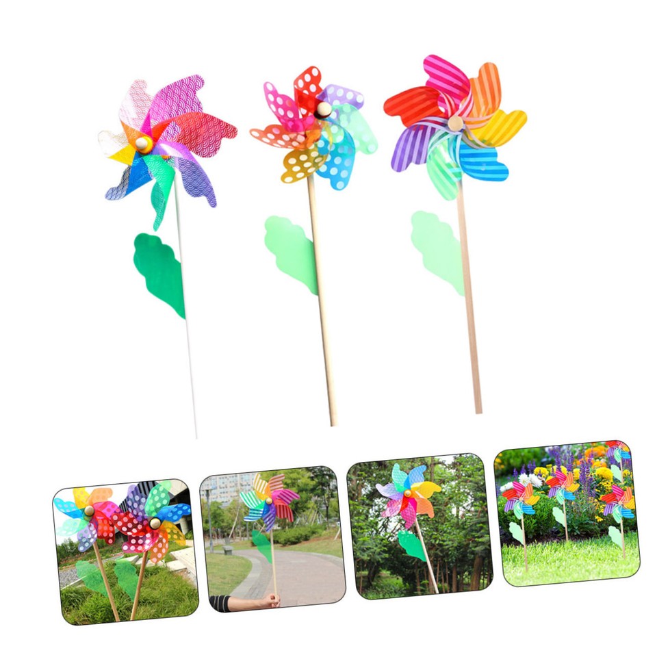 3 Pcs Handheld Pinwheel Garden Decor Toddler Pinwheels Toy Kids Toys ...