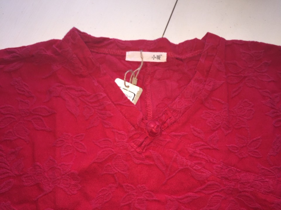 Women's Red Floral Embroidery Chinese Style Top | eBay