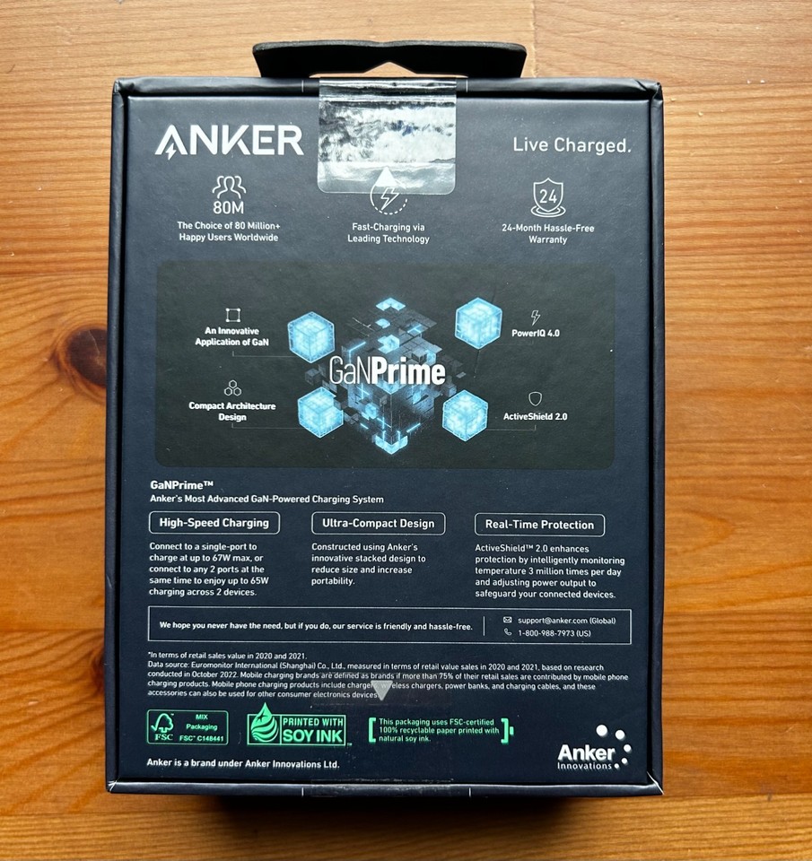 New Anker Prime 67W USB-C GaN 3-Ports Wall Charger - Black (A2669 ...