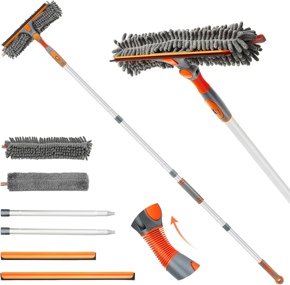 89'' Squeegee Window Cleaner 2 in 1 Rotatable Window Cleaning Tool Kit ...