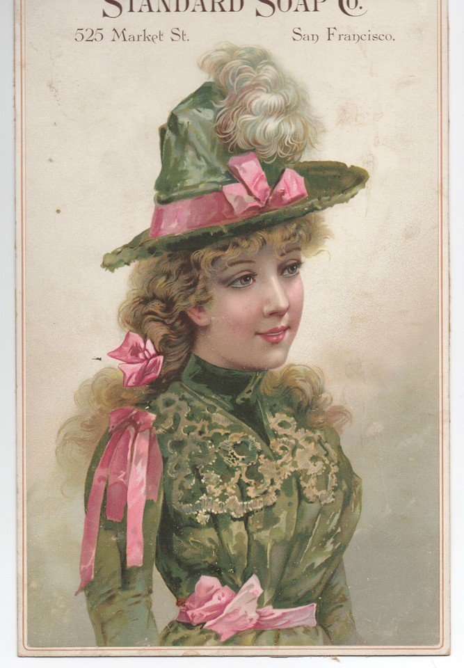 1880s Cardboard Advertising Sign Standard Soap Co San Francisco Pretty ...