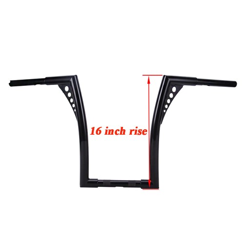 Black Motorcycle APE Hangers Bars 1-1/4" 16" Rise Handlebars For Harley ...