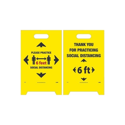 National Marker Double-Sided A-Frame Sign "Please Practice Social ...