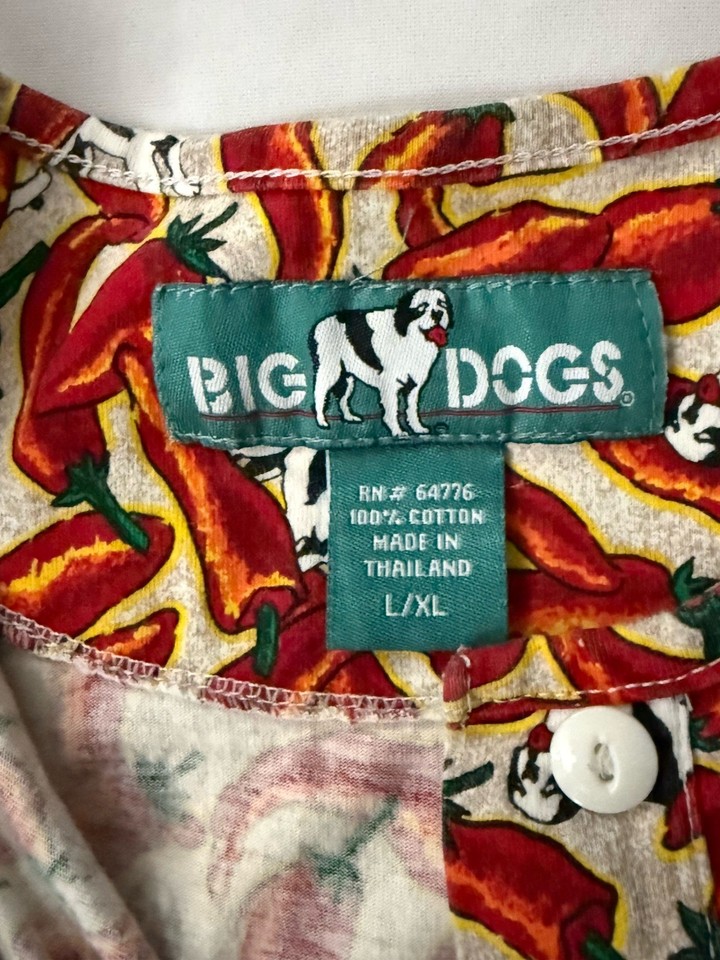 Big Dog Women’s Chili Button Shirt L/Xl Cotton Short Sleeve Red | eBay