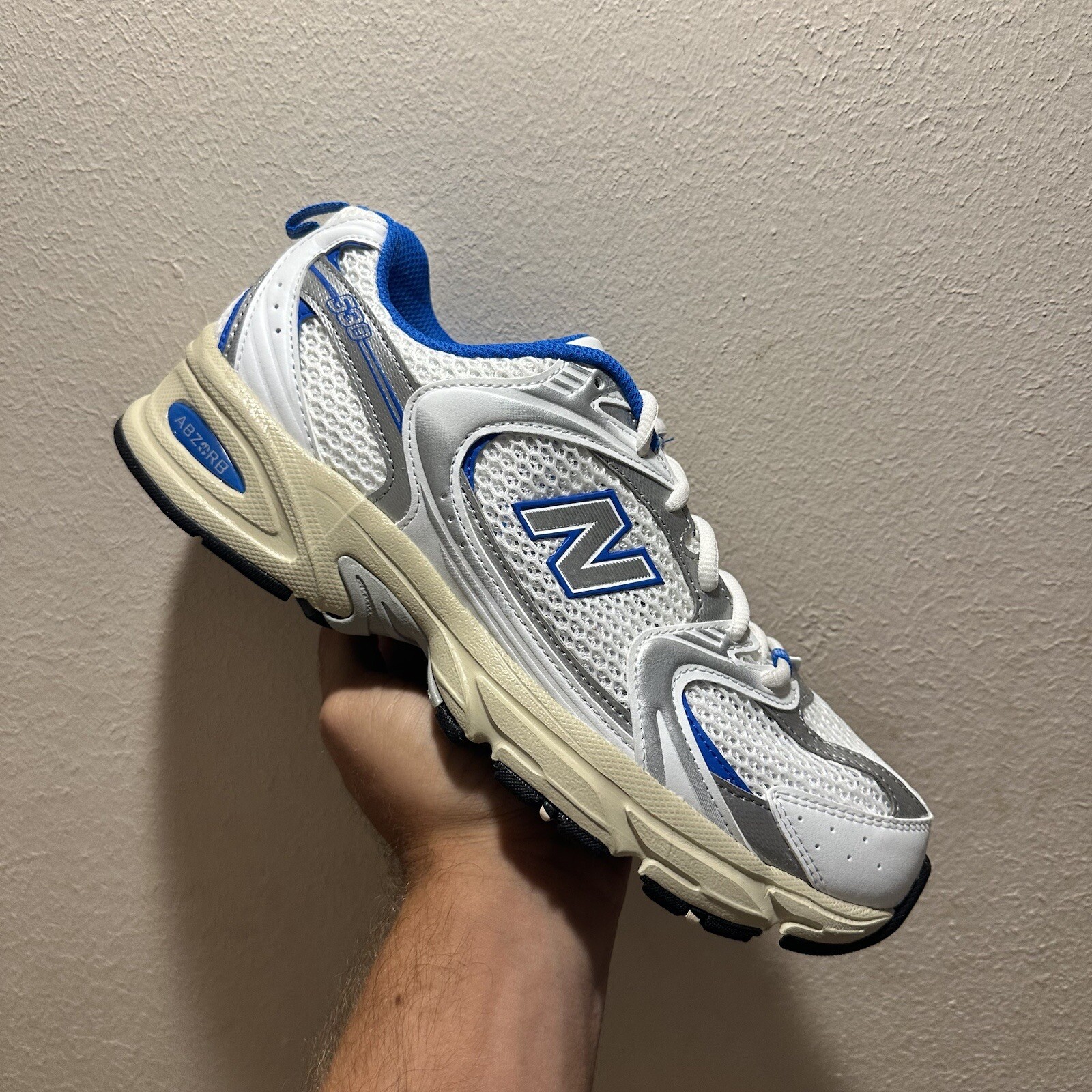 New Balance 530 White Blue Oasis Silver Sneakers MR530EA Mens Multi ...