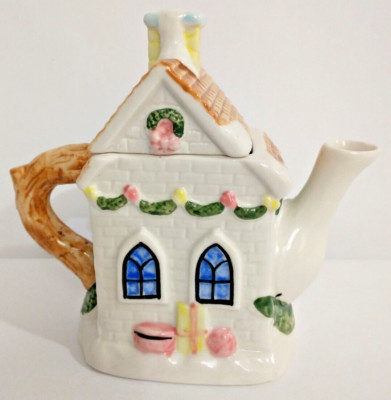 Houston Harvest SNOW COVERED CHURCH Ceramic Teapot 6" Christmas Vintage ...