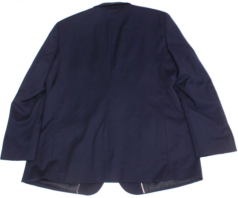 Linea Uomo Mens Two-Button Navy Blue 100% Wool Sport Coat Blazer Jacket ...