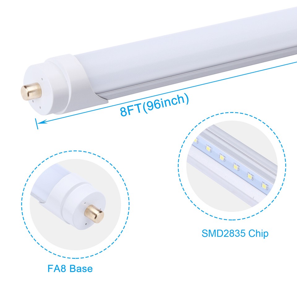 LED Tube Light Single Pin 8FT 45W 6000K FA8 T12 T8 Fluorescent ...