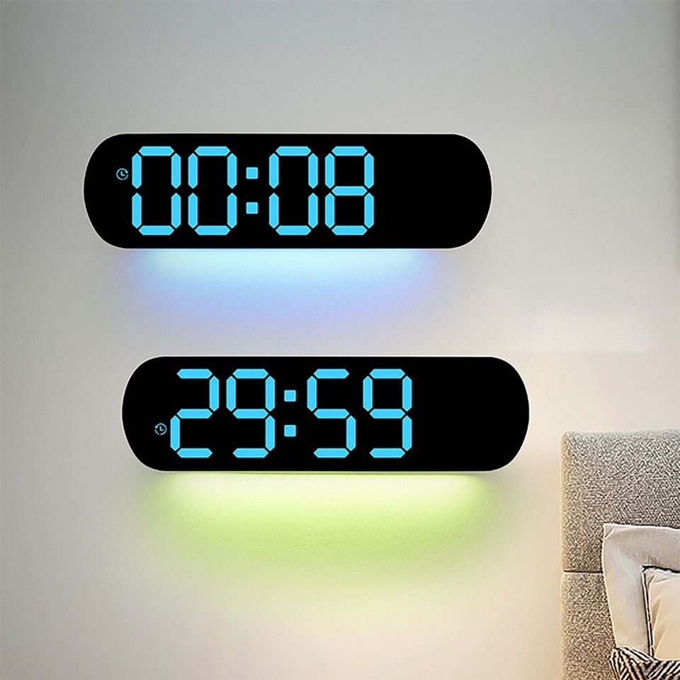 Large Digital Wall Clock Temperature Date Clock Ambient Light + Remote ...