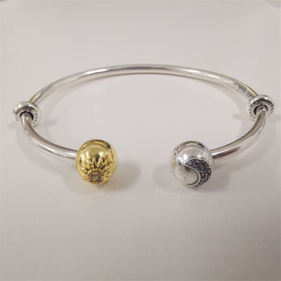 ALE S925 Moon Moments Two-tone Sun & Open Bangle Pandora | eBay