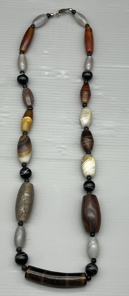 Vintage Used Mix Agate Beads Mala Lovely Mix Asia Banded Agate Beads ...
