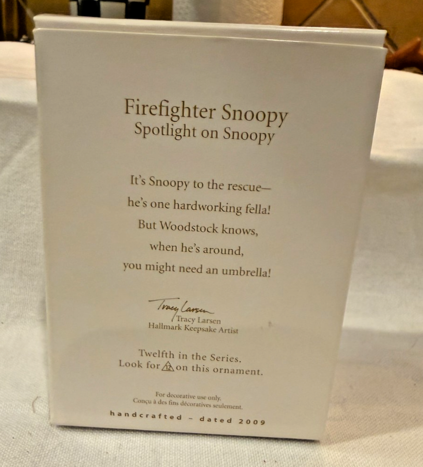 Hallmark Keepsake Ornament Firefighter Snoopy Spotlight on Snoopy 2009 ...