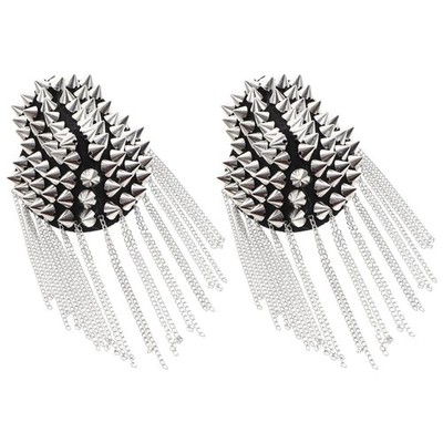 Pair Of Alloy Tassel Chain Rivet Epaulet Shoulder Badge For Costume ...