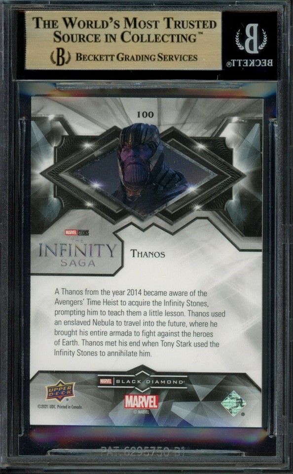 BGS 9.5 2021 Upper Deck Marvel Black Diamond RED Brolin THANOS #100 ...