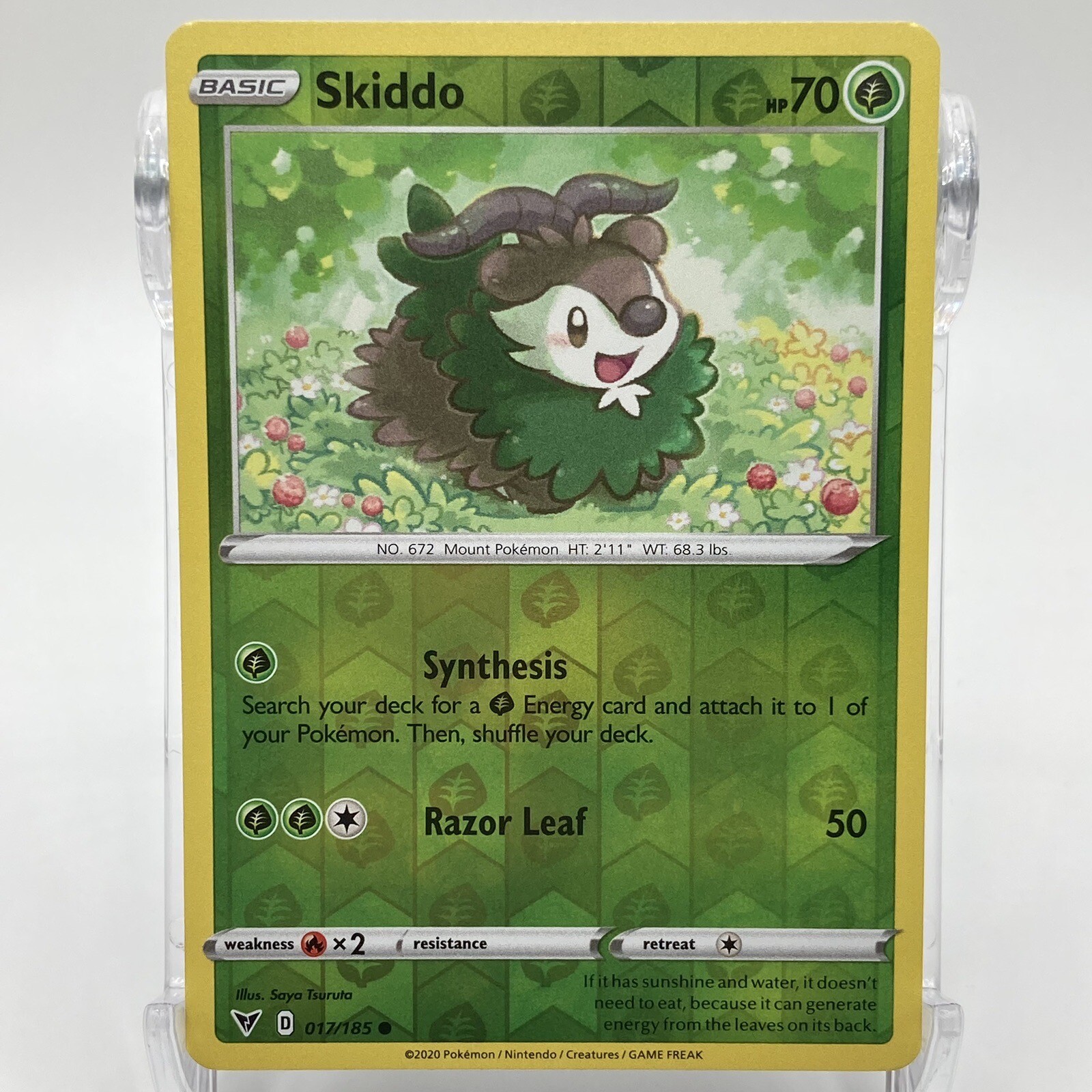Skiddo Reverse Holographic Common 017/185 Pokémon TCG Vivid Voltage NM ...