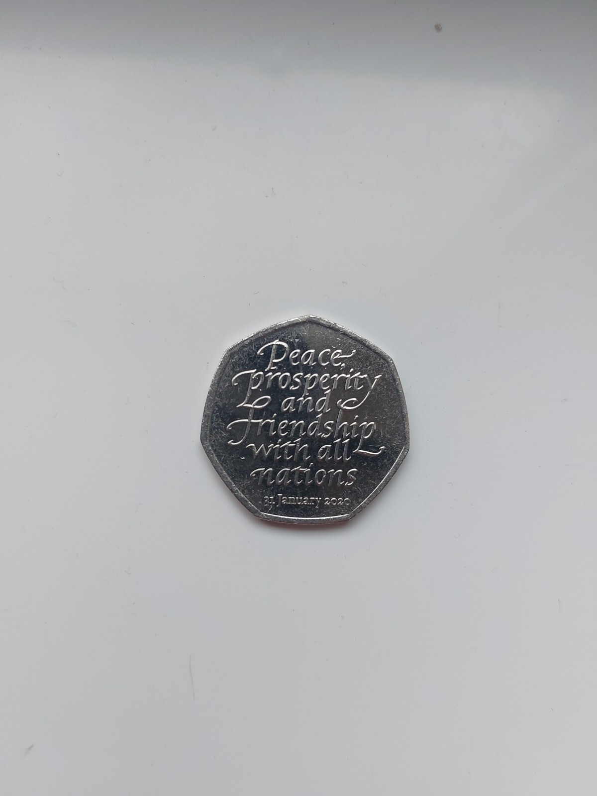 Very Rare 50p Coin Brexit *Peace, Prosperity, & Friendship With All ...