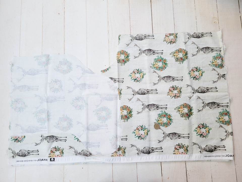 Joann Fabrics Holiday Christmas Deer Wreath Fabric- Quilting Cotton 40 ...