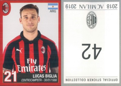 FIGURINA OFFICIAL STICKER COLLECTION MILAN COLLEZIONE 2018/19 N.42- NEW ...