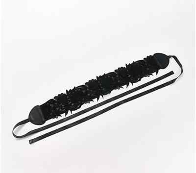 Susan Graver Lace Applique and Faux Leather Obi Wrap Belt-Black-S/M ...