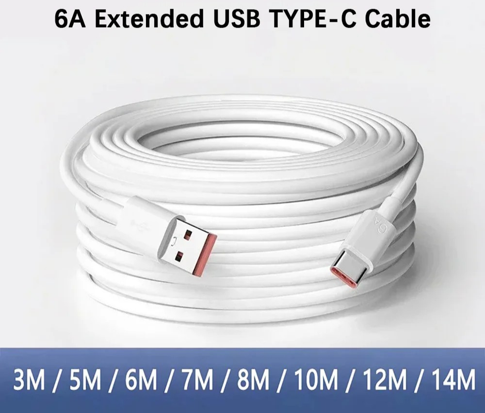 Heavy Duty USB Type C Charging Cable Fast Phone Charger Long Lead 2m to ...