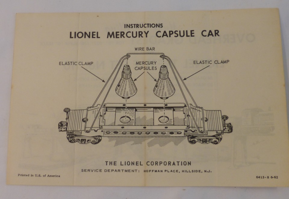 Lionel Postwar 6413 Mercury Capsule Car Envelope and Instructions Only ...