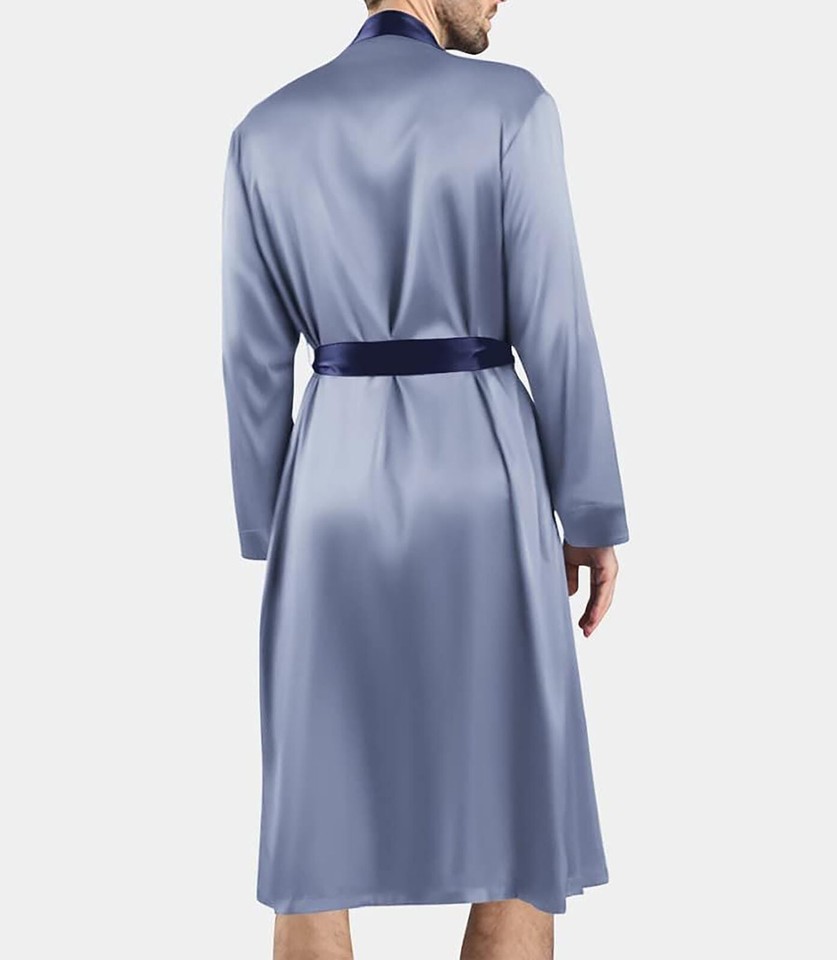 Mens Robes Satin Full Sleeve Nightwear Bathrobe Sleepwear Loungewear ...