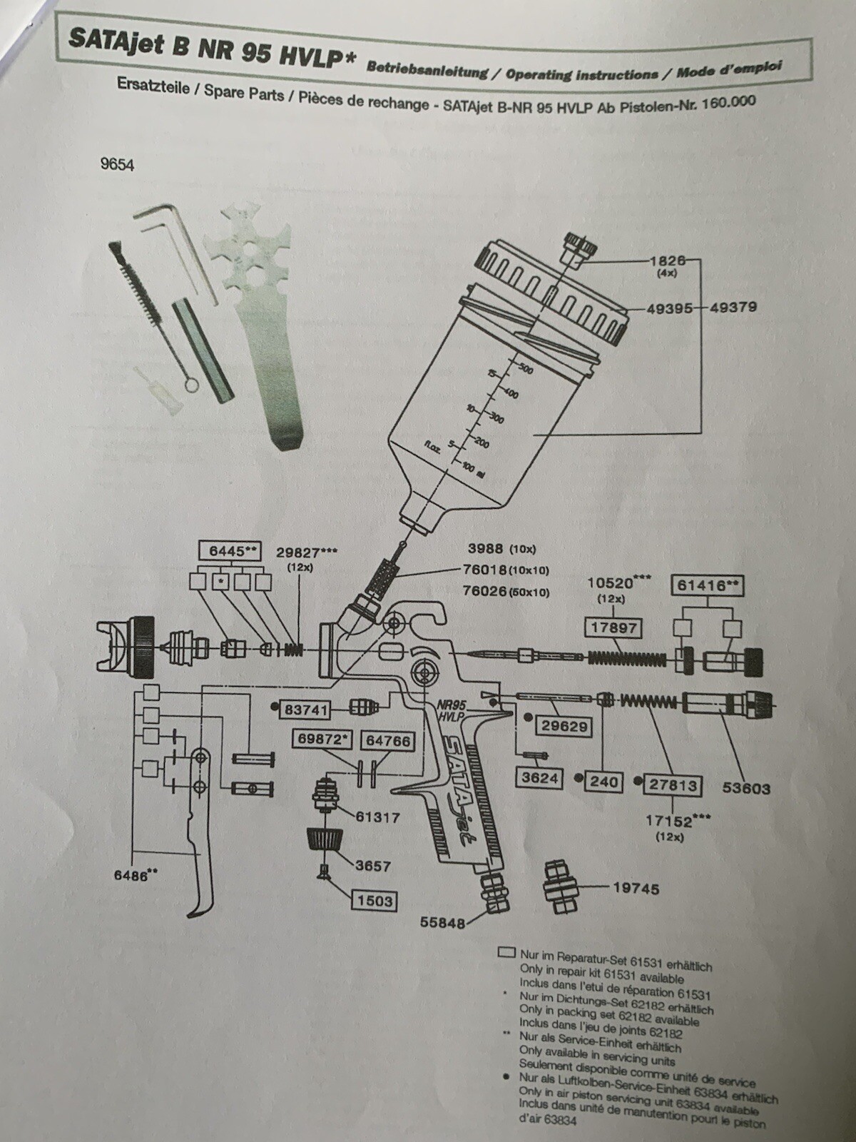 SATA JET B/GR/NR92 Original Equipment Rebuild Kit #69666 | eBay