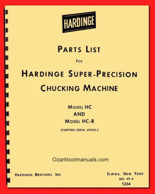 HARDINGE HC, HCT, HCAT, HCR HCAT-R Hot Rod Chucker Metal Lathe Parts ...