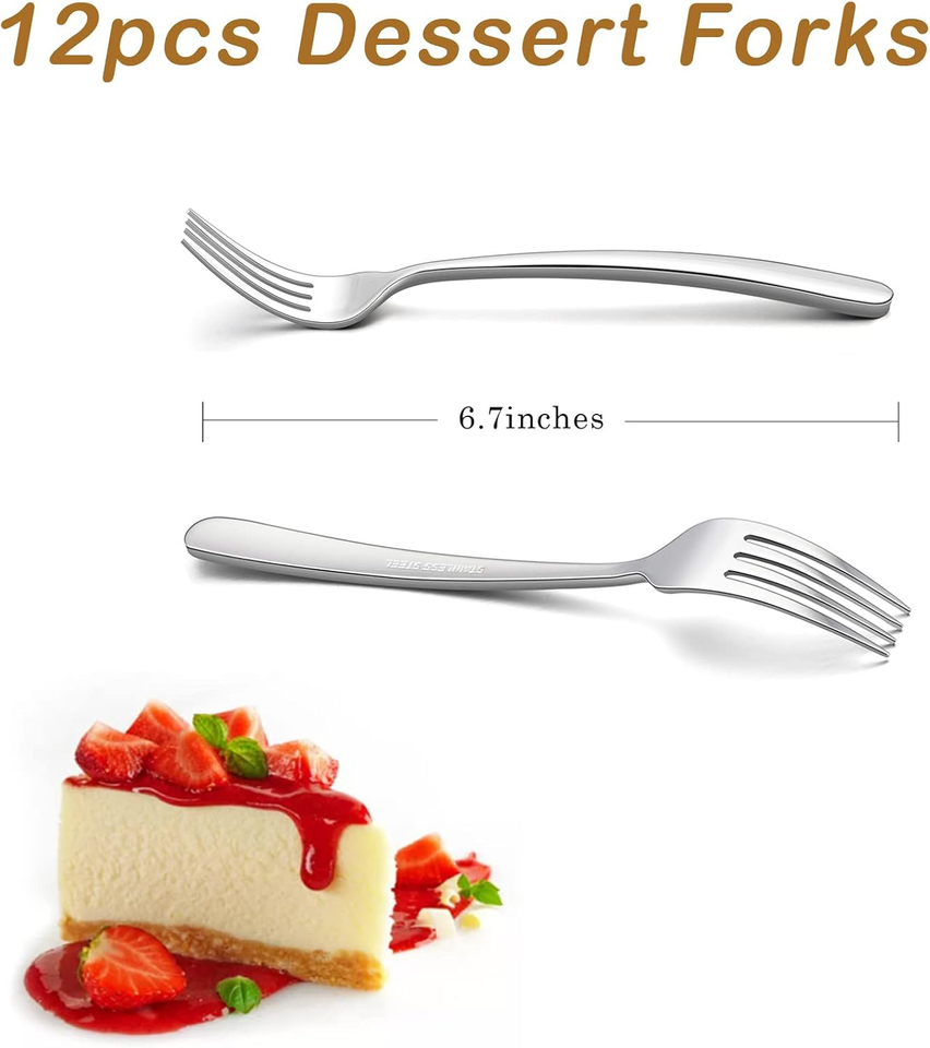 Heavy Duty Salad Forks, Stainless Steel 6.7 Inches 12-Pieces Dessert ...